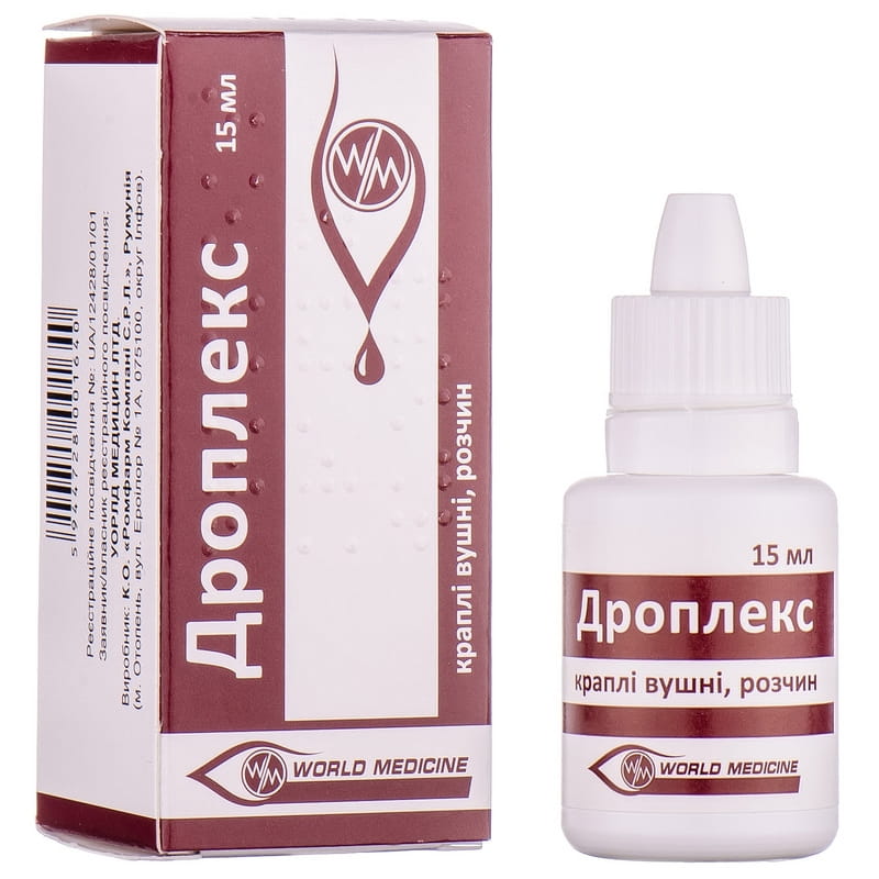 Дроплекс капли ушные раствор в полимерном флаконе-капельнице 15 мл ...