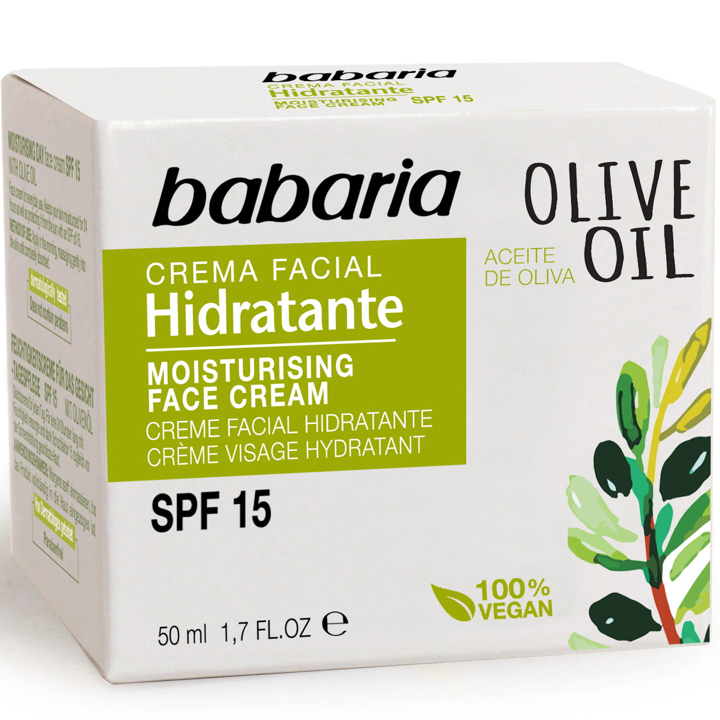 Крем для обличчя BABARIA (Бабарія) з олією оливи зволожуючий SPF15 50 ...