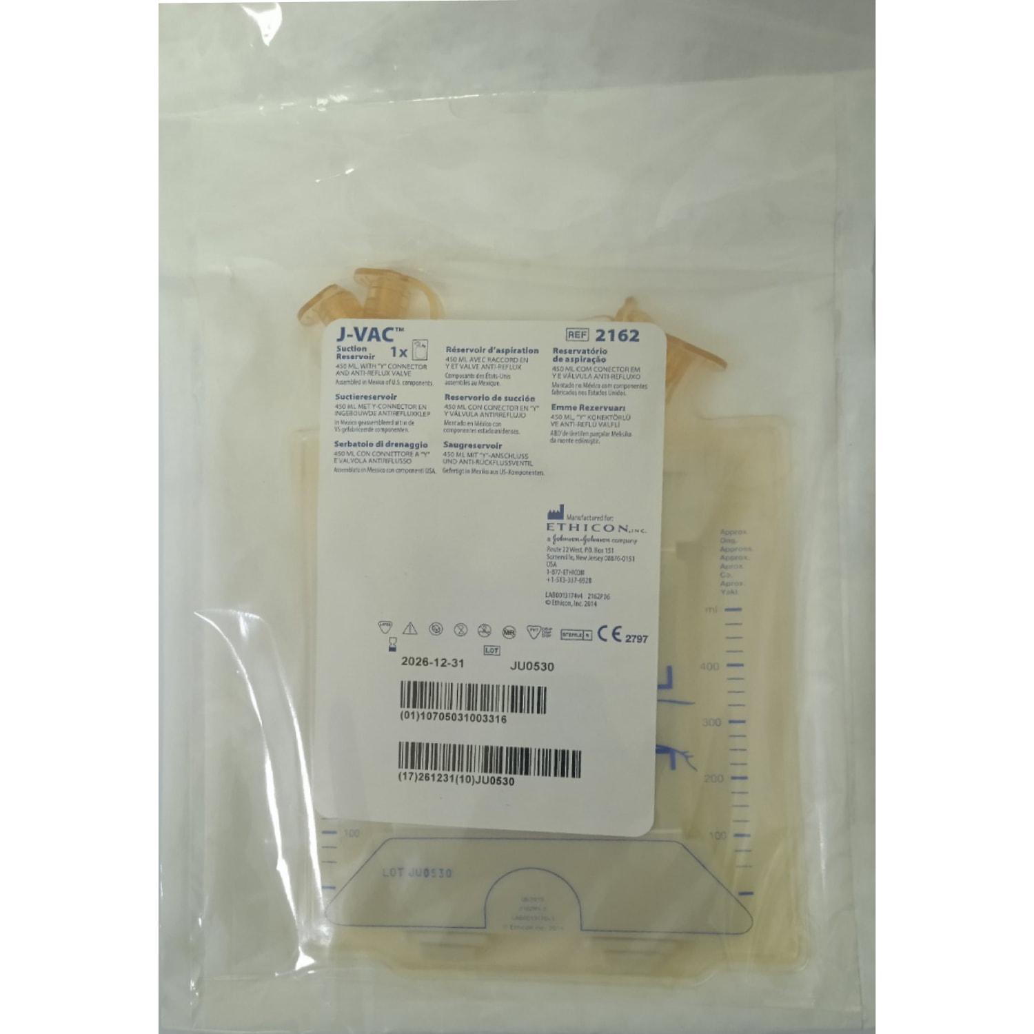 Дренаж резервуар вакуумный J-VAC 450 мл 2162 (5550003765116) Ethicon (США) - Купить J-VAC по ...