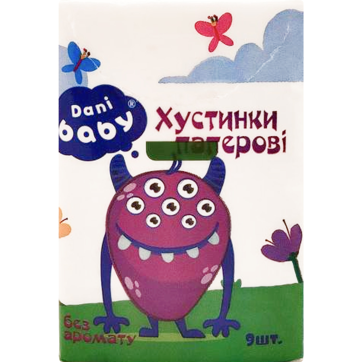 Платочки бумажные DANI BABY (Дани беби) неароматизированные фиолетовые ...