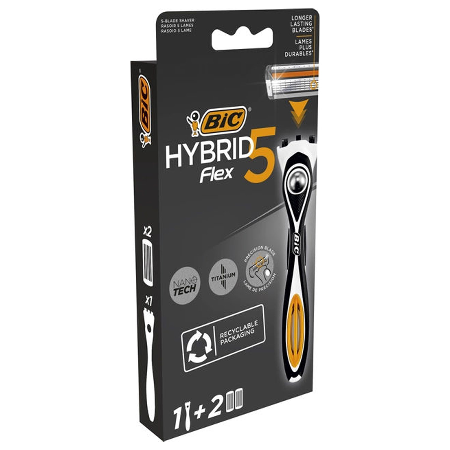 Бритва BIC (Бік) Flex 5 (Флекс 5) Hybrid з 2 змінними касетами ...