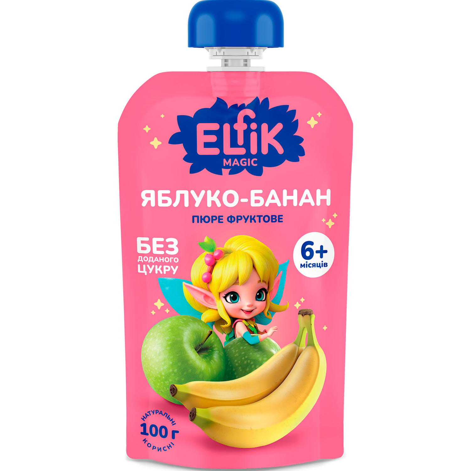 Замінники для Пюре фруктове дитяче ELFIK MAGIC (Ельфік меджик) яблуко, банан Doy-Pack 100 г ...