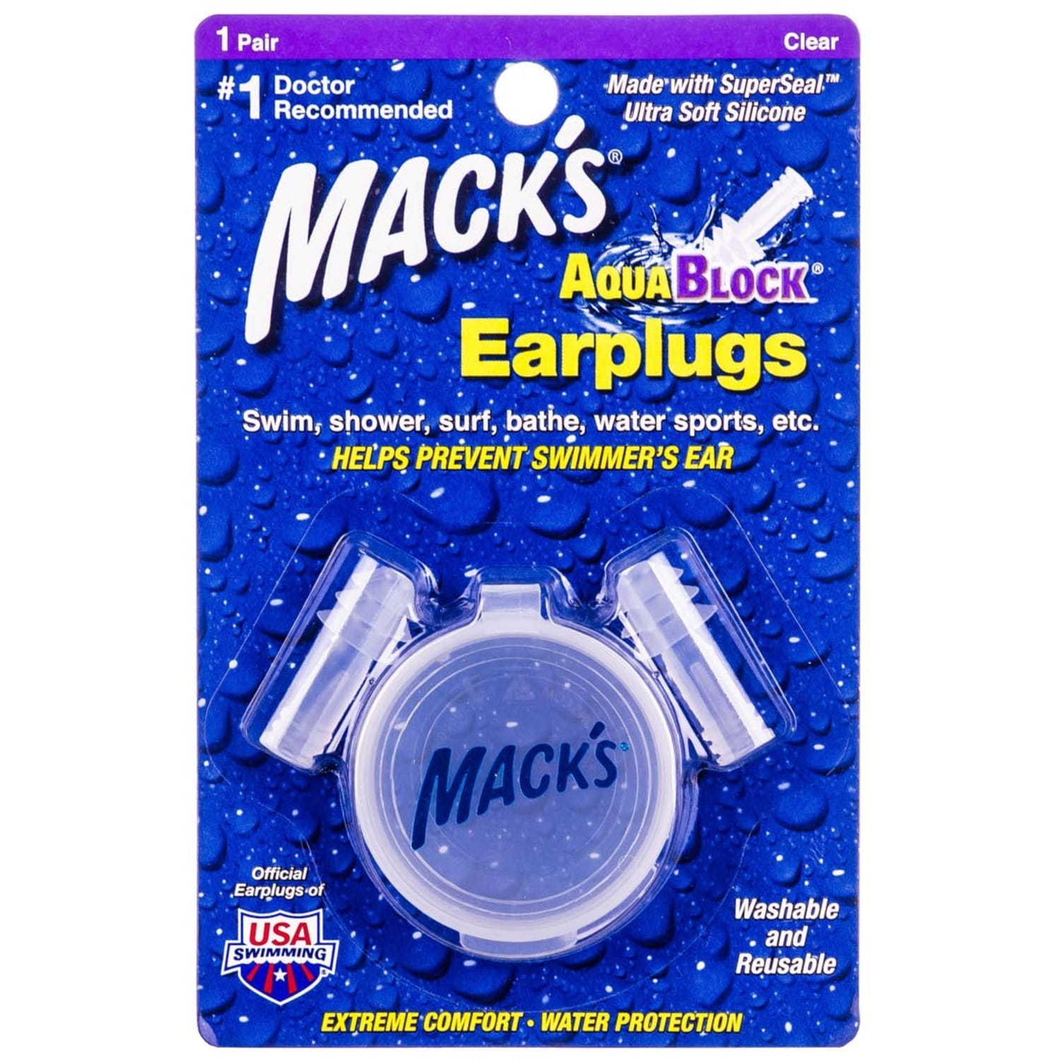 Беруші Вкладки вушні Aqua Block м'які прозорі 1 пара (5550001455262 ...