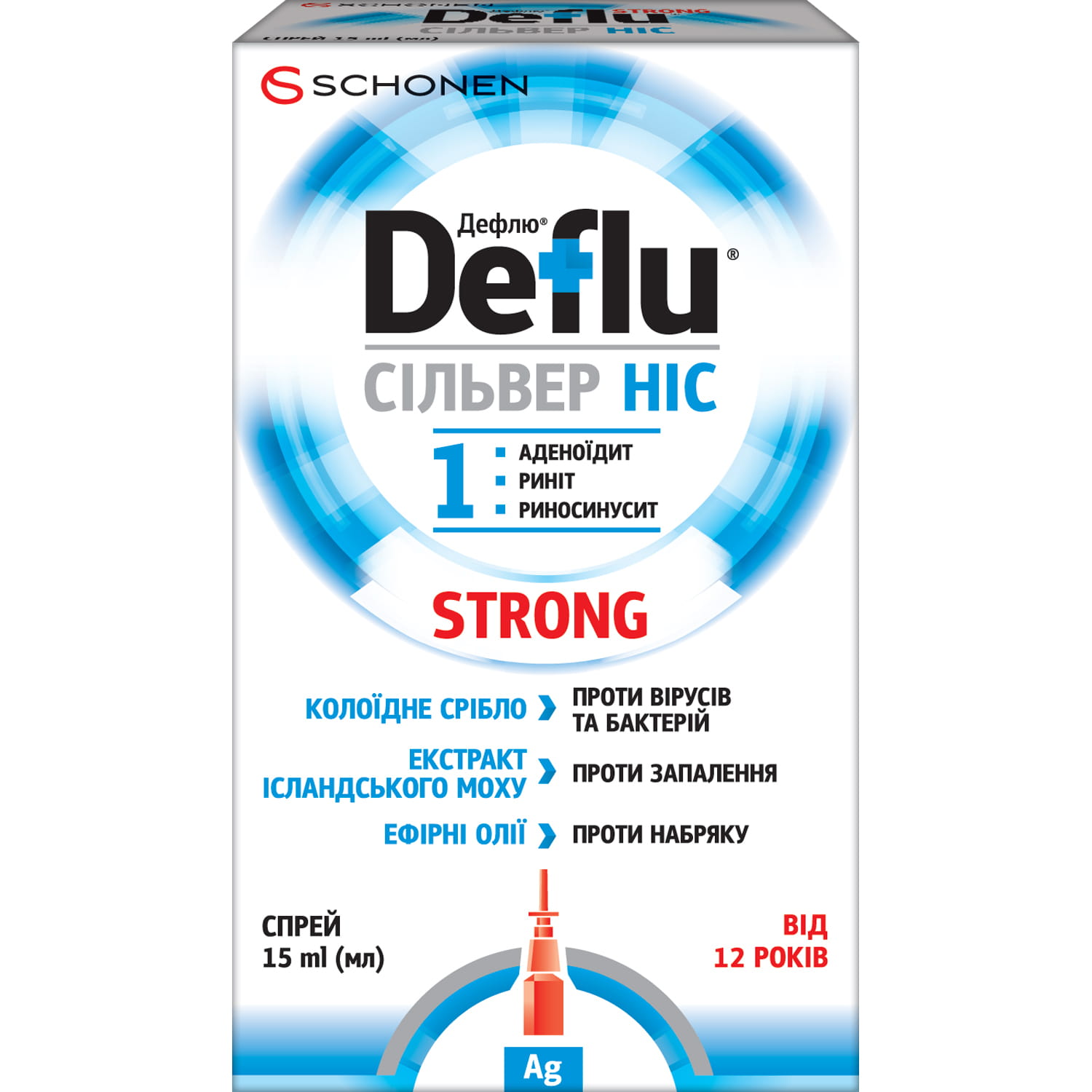 Дефлю Сільвер Ніс Стронг спрей назальний комплексної дії у флаконі з ...
